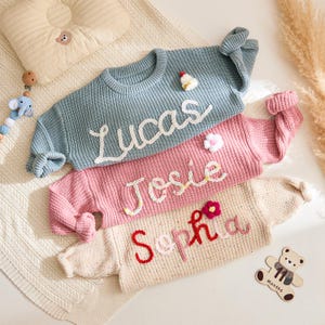 Hand Embroidery Sweaters, Baby Name Sweater, Custom Toddler Sweaters ...