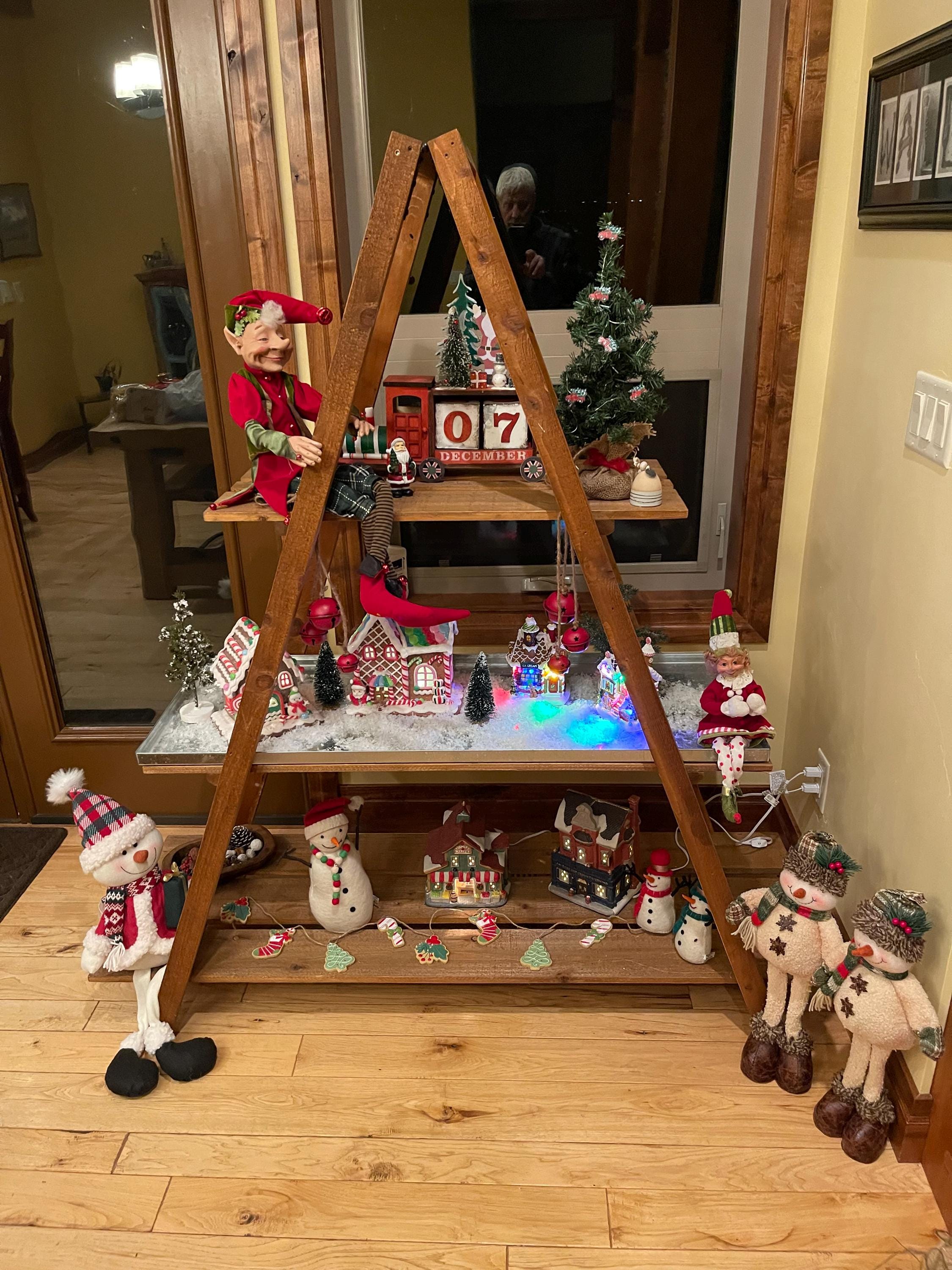Rustic Farmhouse Ladder for Holiday Décor, Bookshelf, Plant Stand ...