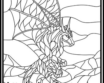 Dragon Stained Glass Coloring Pages