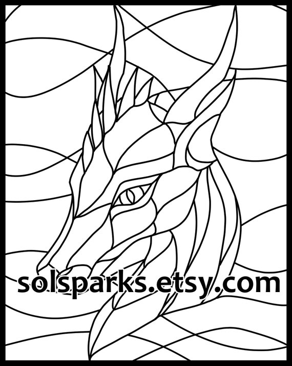 Dragon Stained Glass Coloring Pages