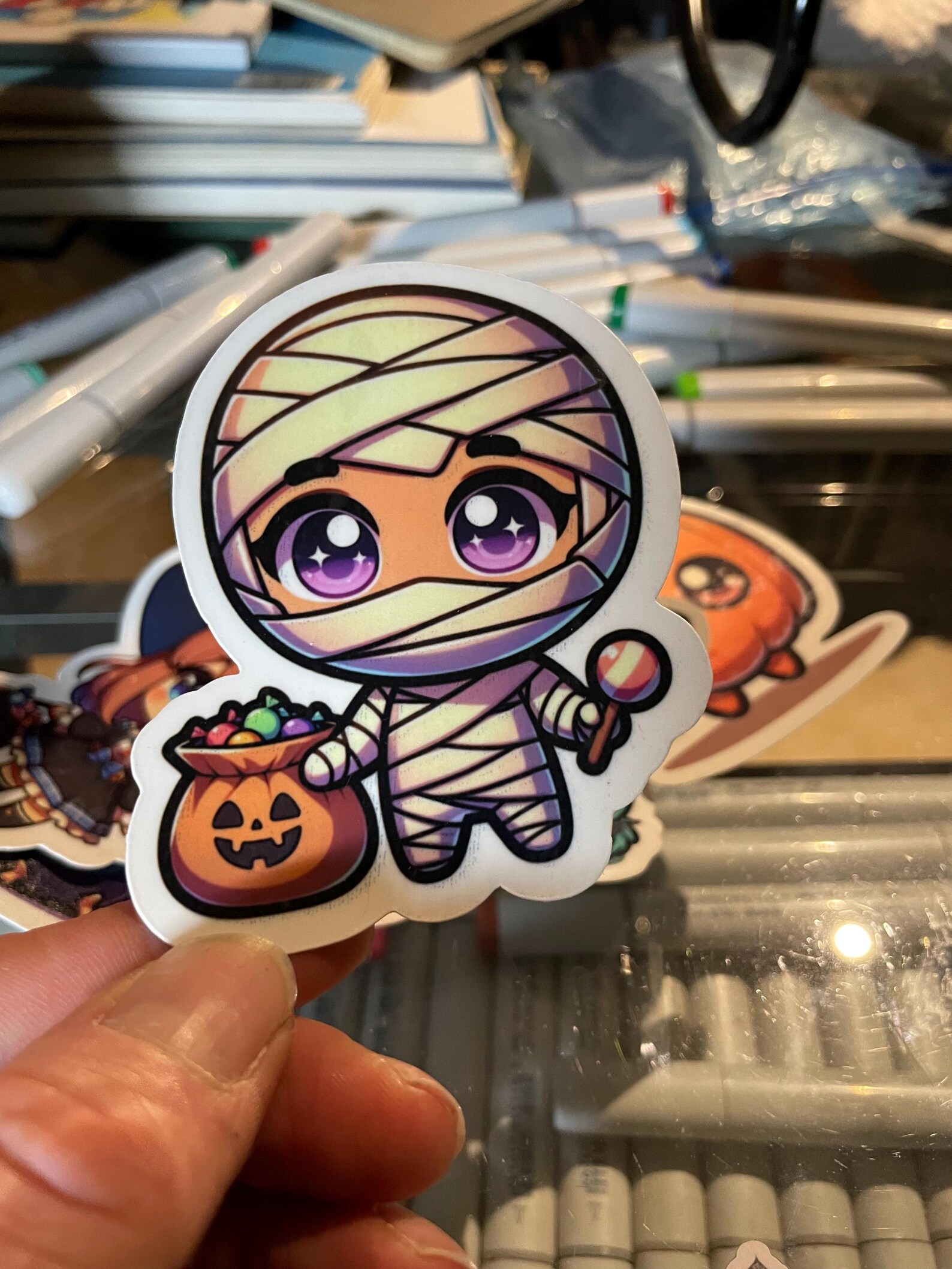 Chibi Halloween Trick or Treat Cute Mummy Waterproof Sticker - Etsy