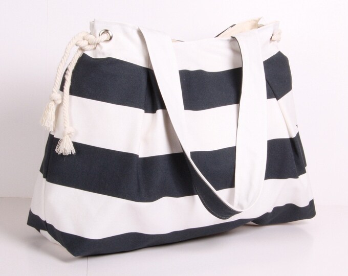 SUMMER TOTE... Shoulder Bag ,everyday Purse,canvas Dark Blue - Etsy