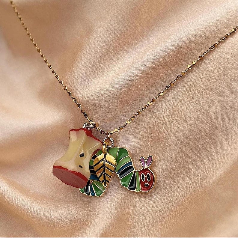 The Very Hungry Caterpillar Necklace – 18K Gold Plated Stainless Steel ...