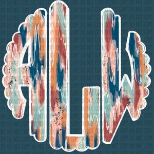 Custom Scallop Monogram PNG, Color Brushed Design - Scallop Monogram ...