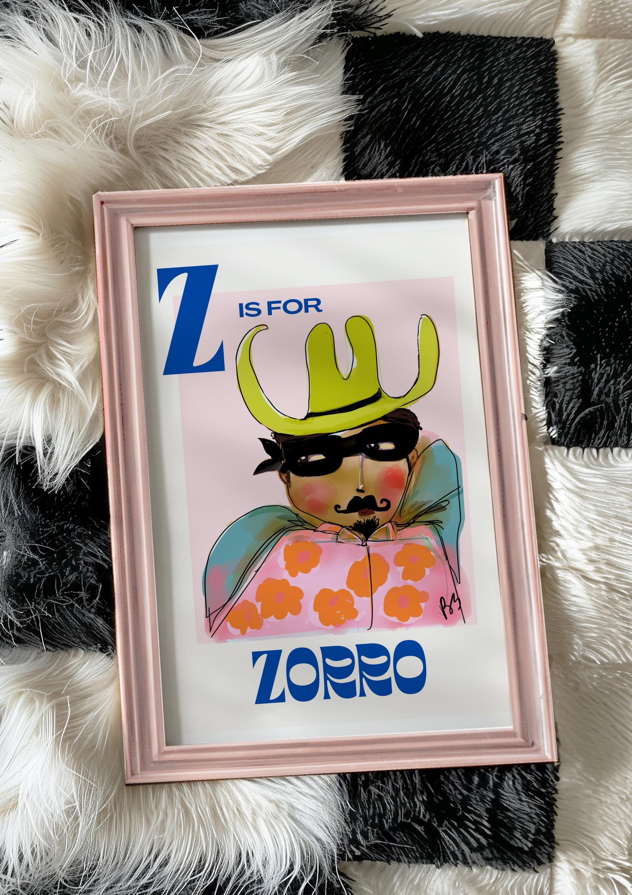 Zorro Art Print Digital Download Retro Wall Art Colorful Poster Home ...
