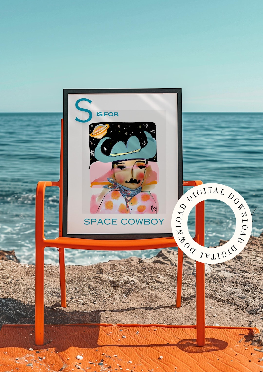 Retro Space Cowboy Art Print: Galaxy Kids Decor (PDF Digital Download ...
