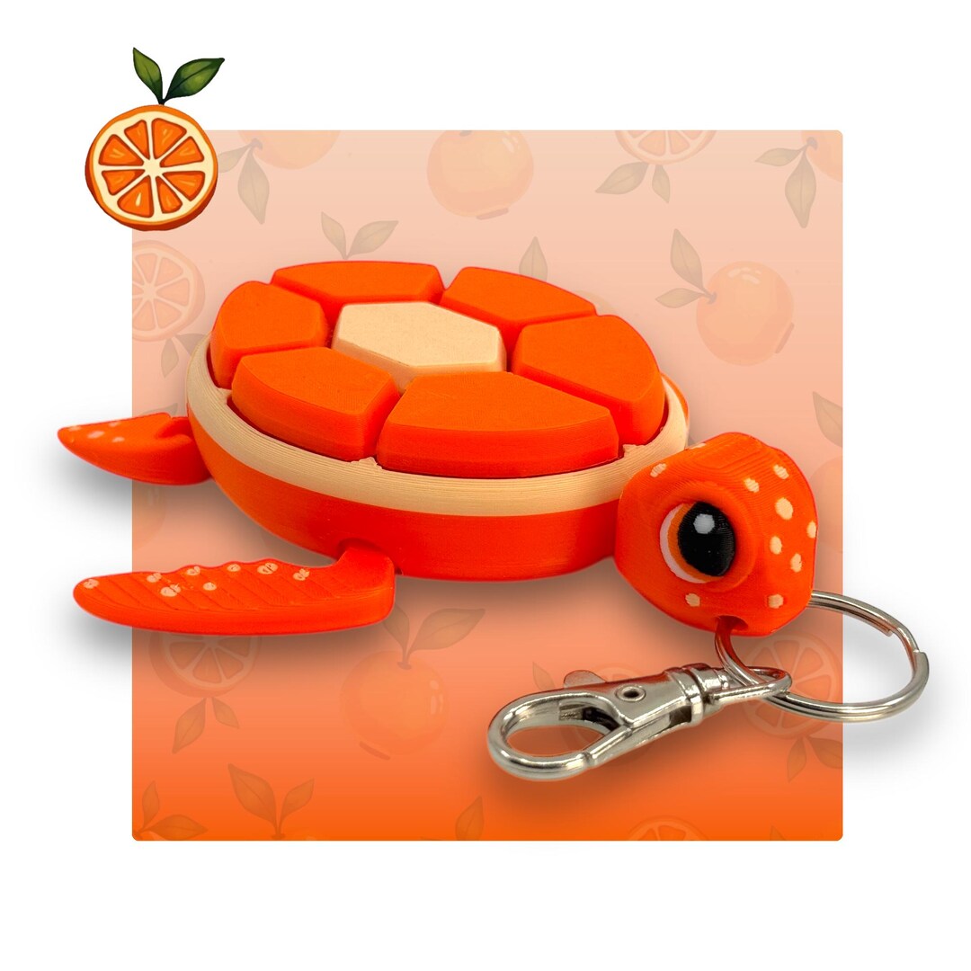 Orange Turtle Fidget Clicker | Sensory Keychain Toy for Stress Relief ...
