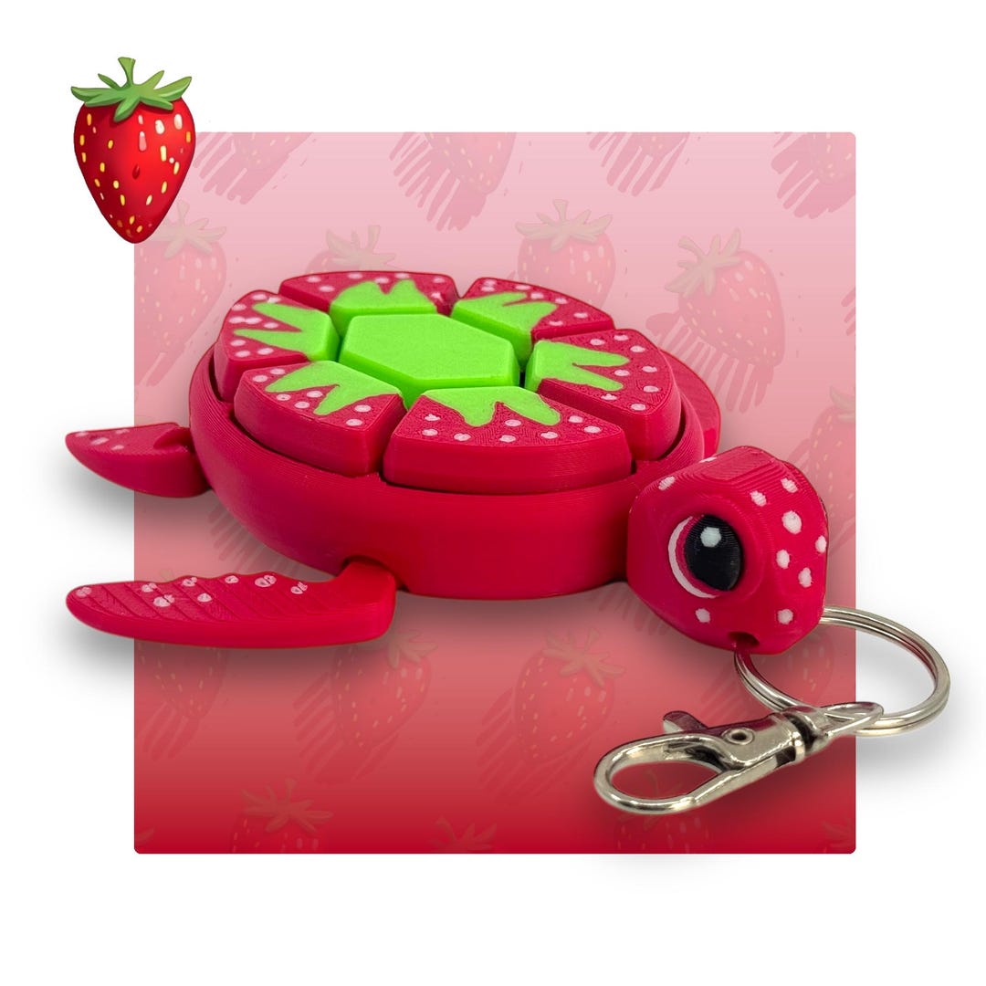 Strawberry Turtle Fidget Clicker | Sensory Keychain Toy for Stress ...