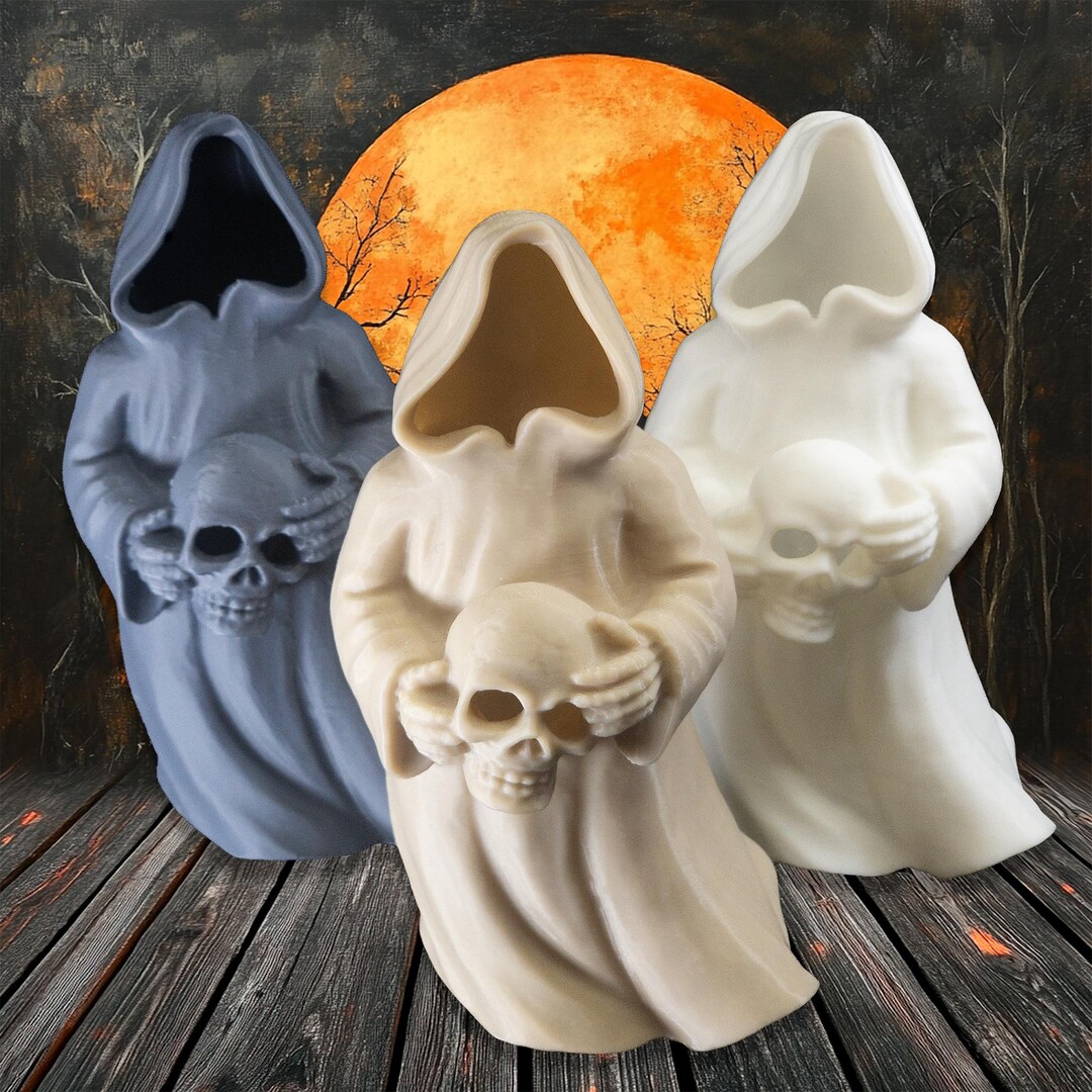 Light-up Spooky Reaper Ghost With Skull – Halloween Decor With Battery ...