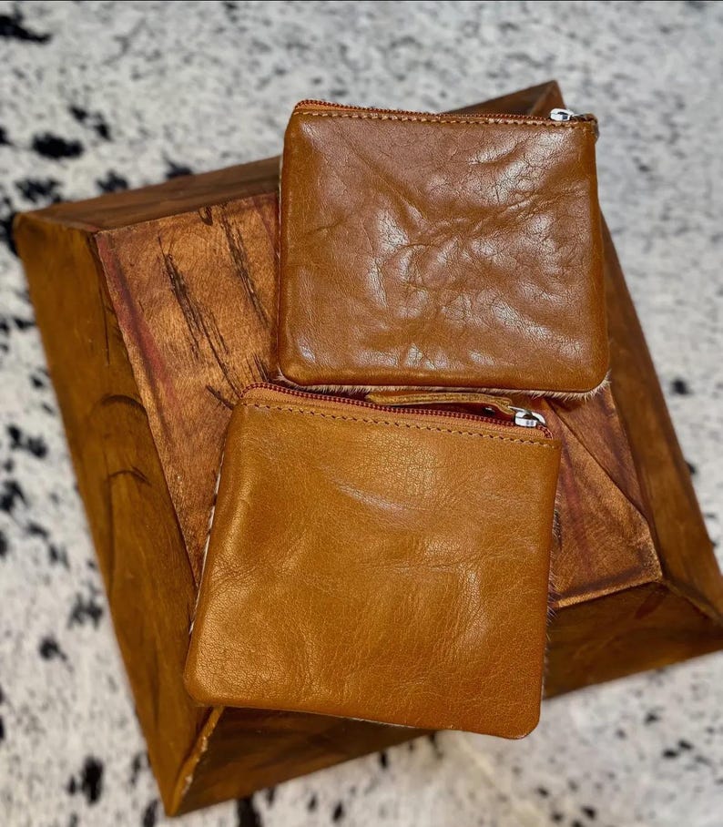 Boot Stitch Cowhide Coin Pouch - Etsy