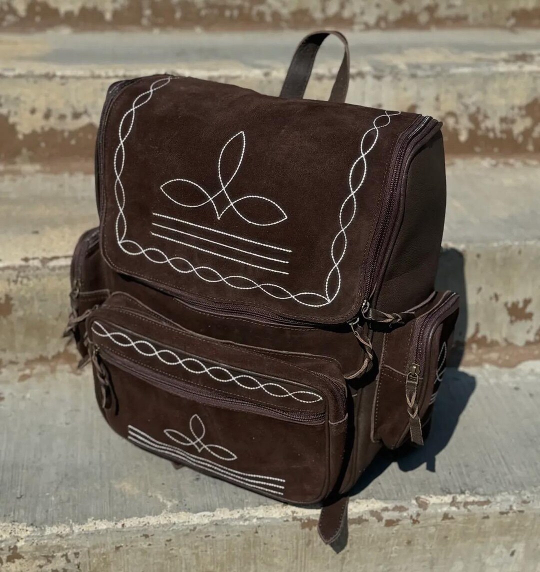 Boot Stitch Brown Backpack - Etsy