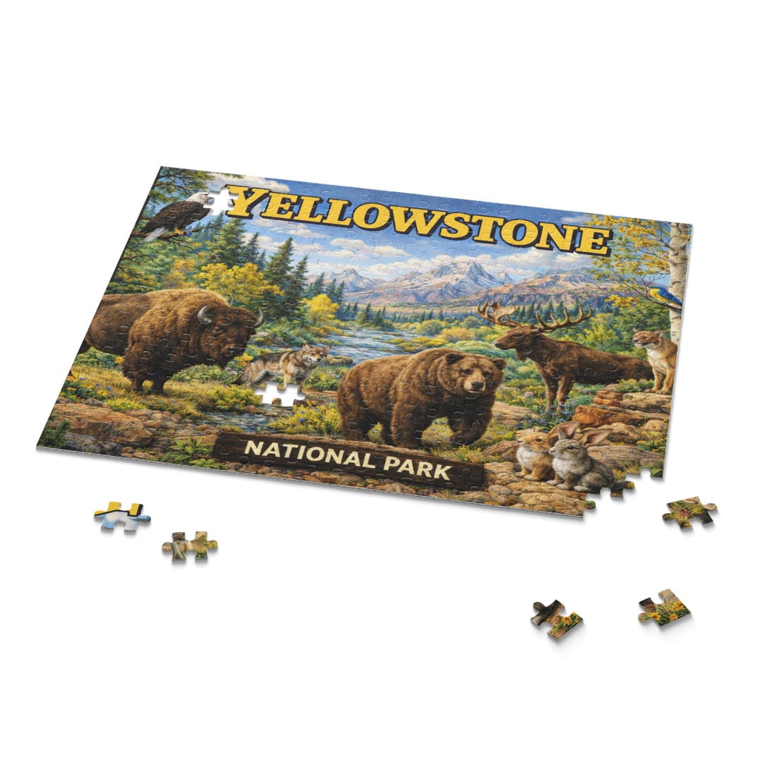 Yellowstone National Park Wildlife Landscape Jigsaw Puzzle - Etsy