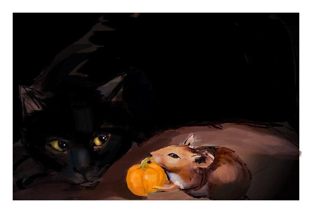 Spooky Black Cat Halloween Card, Halloween Black Cat Card, Halloween - Etsy