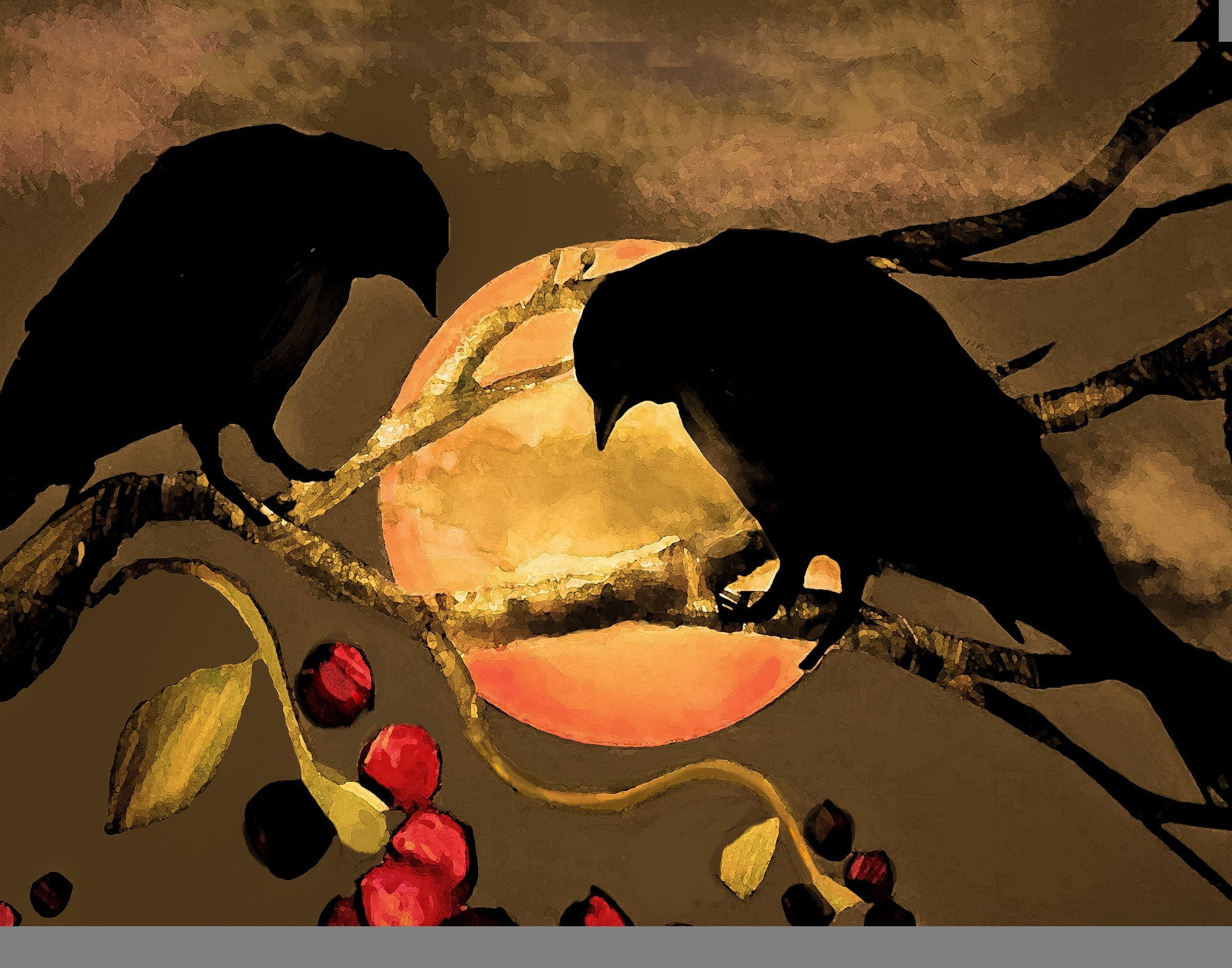 Paper Cut Crows Halloween Card Spooky Crows Full Moon | Etsy