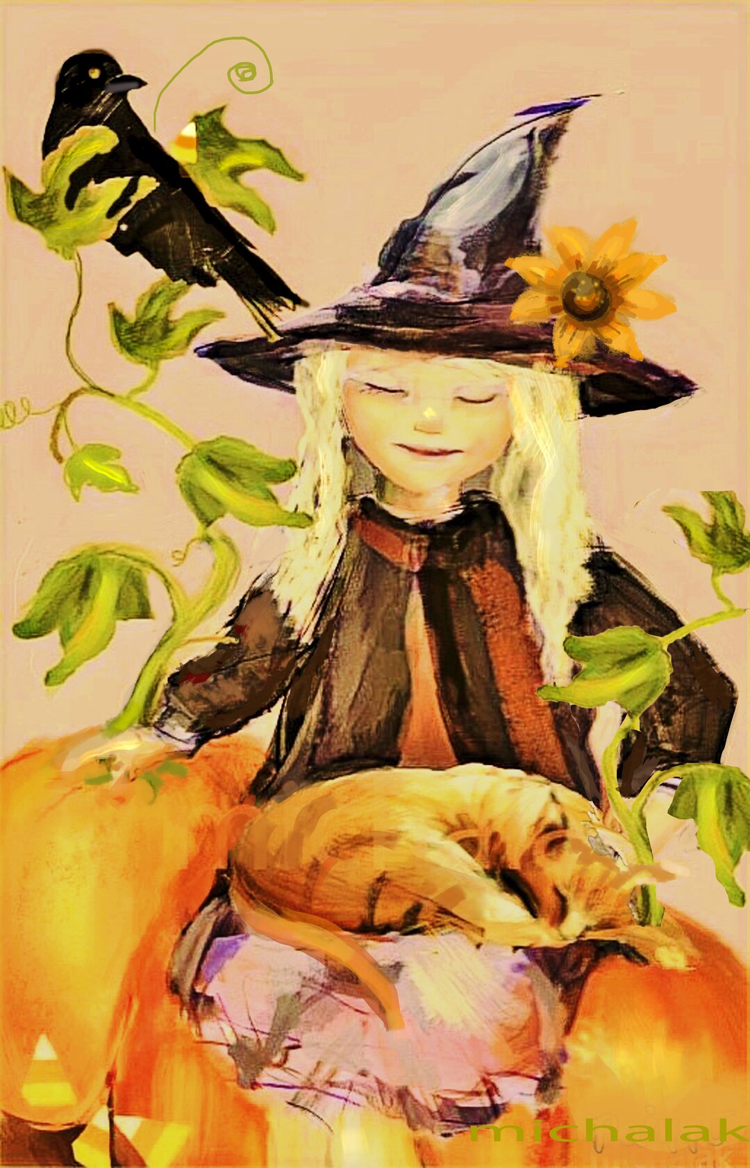 Halloween Card, Child's Halloween Card. Witch Halloween Card, Witch ...