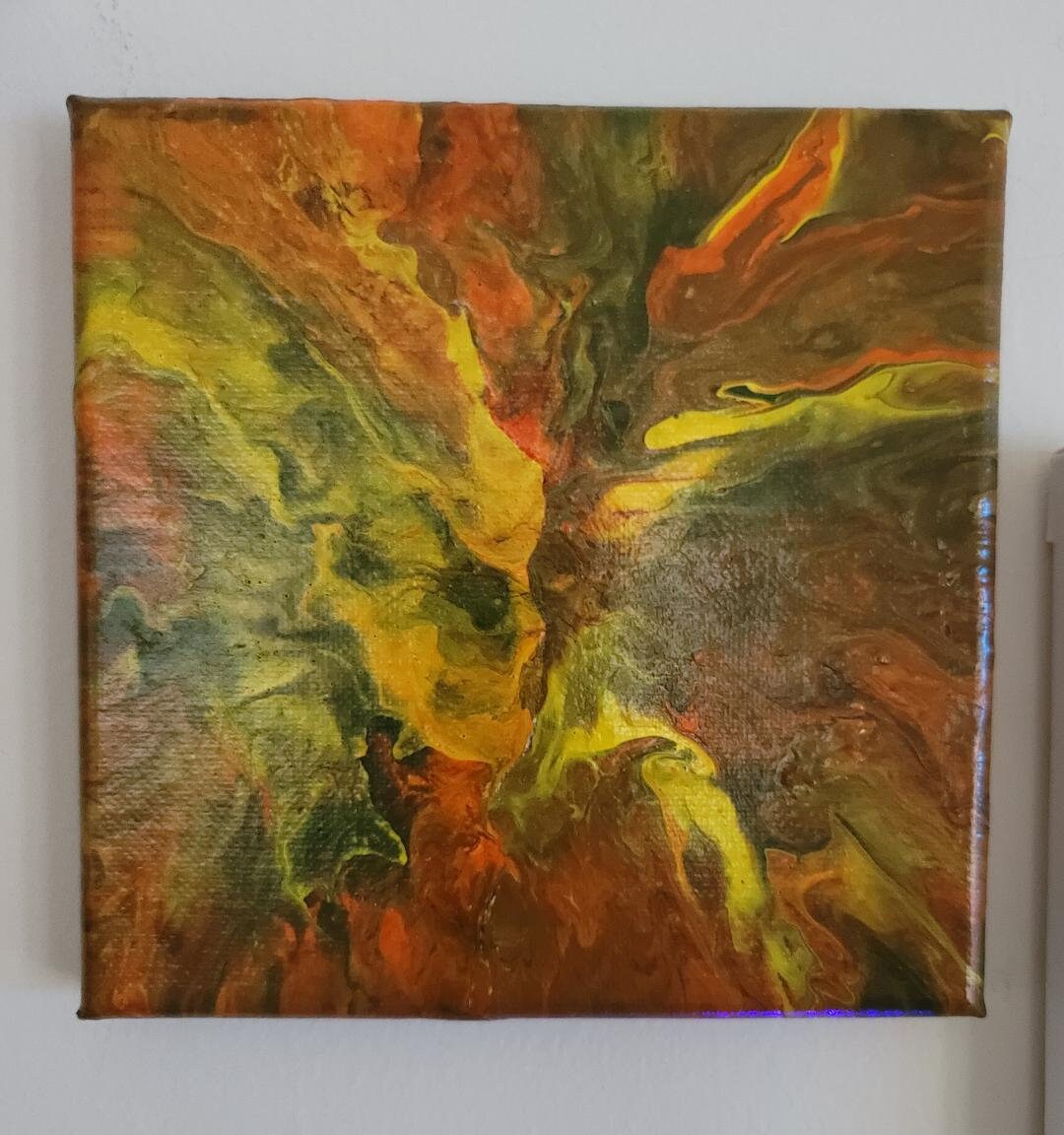 Fluid Art "power of Fire"- Flaming Face - Small Abstract Painting - Etsy