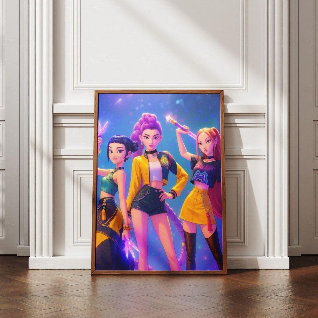 The Huntrix Full Color Poster, Kpop Demon Hunters Team Art, Artsy Room ...