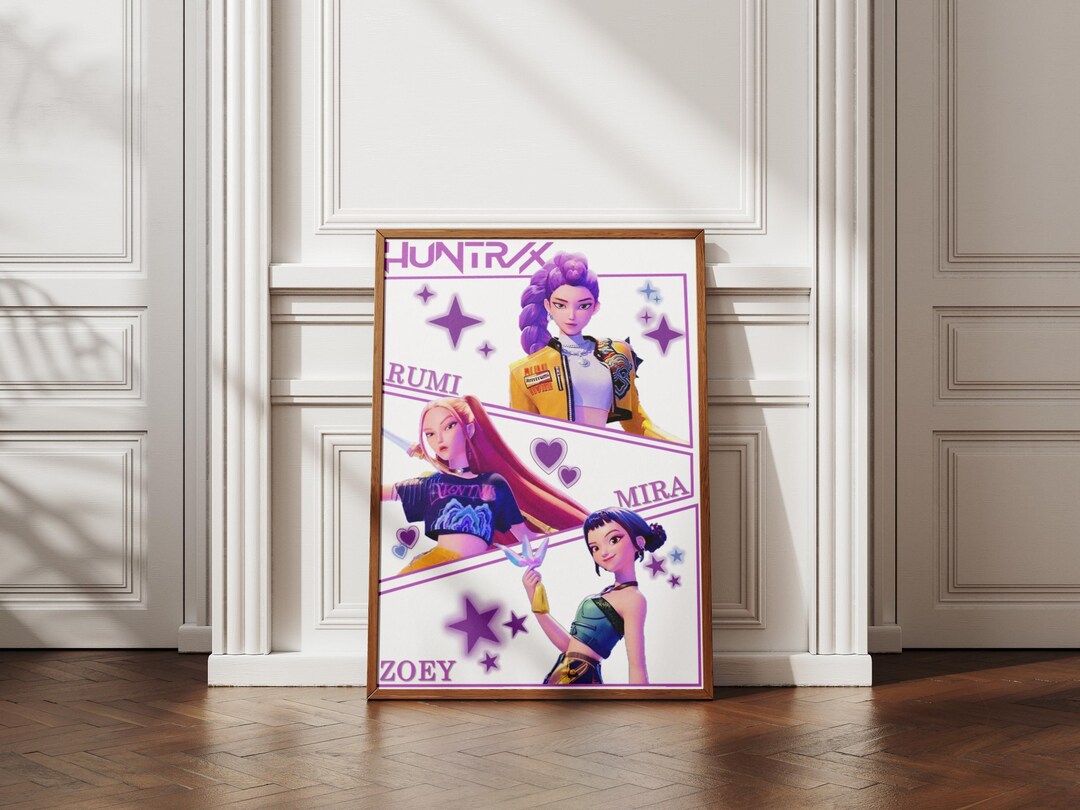 The HUNTRX Kpop Girl Group Poster, Rumi Mira Zoey 3D Animation Art ...