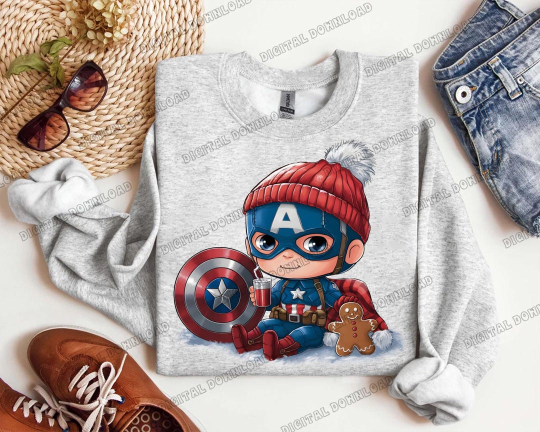 Captain America Christmas Png, Superhero Christmas Coffee Png, Kid ...