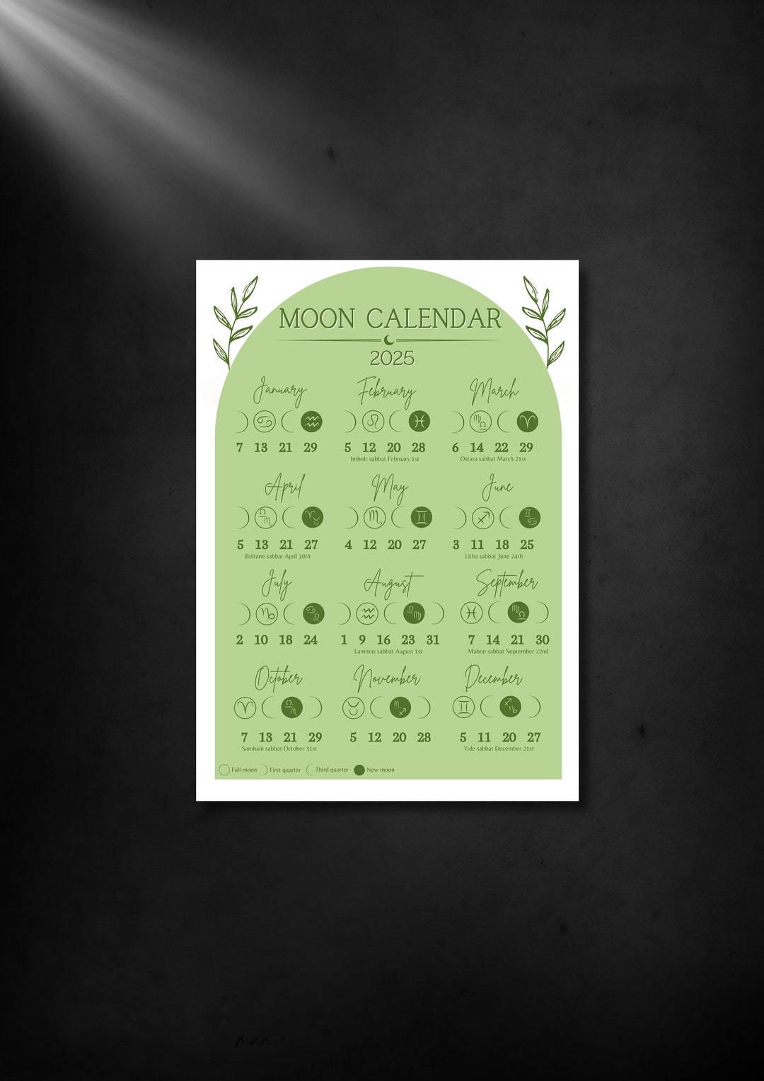 2025 spring Court Moon Calendar - Etsy