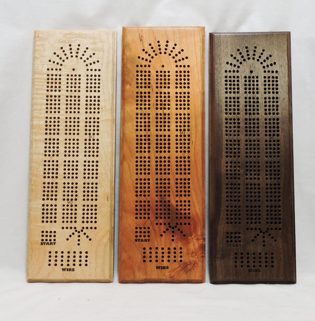 4 Track Cribbage Board - Curley Maple - Walnut - Cherry - Complete With ...