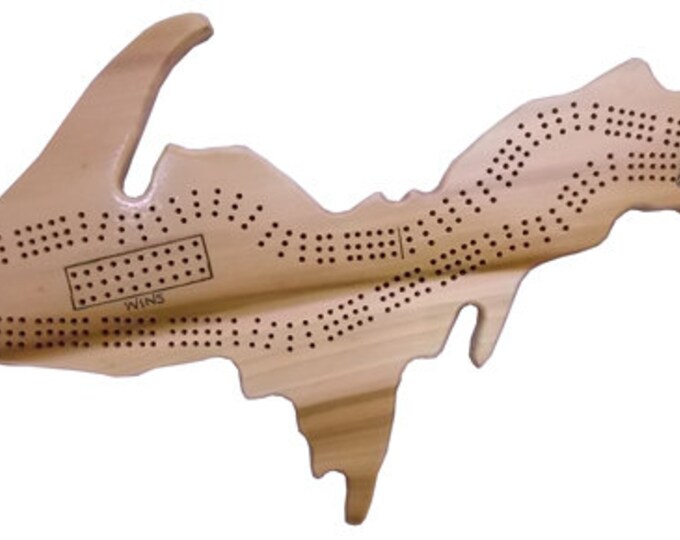 Michigan Upper Peninsula Shaped Cribbage Board Poplar Wood 2 or 3 ...