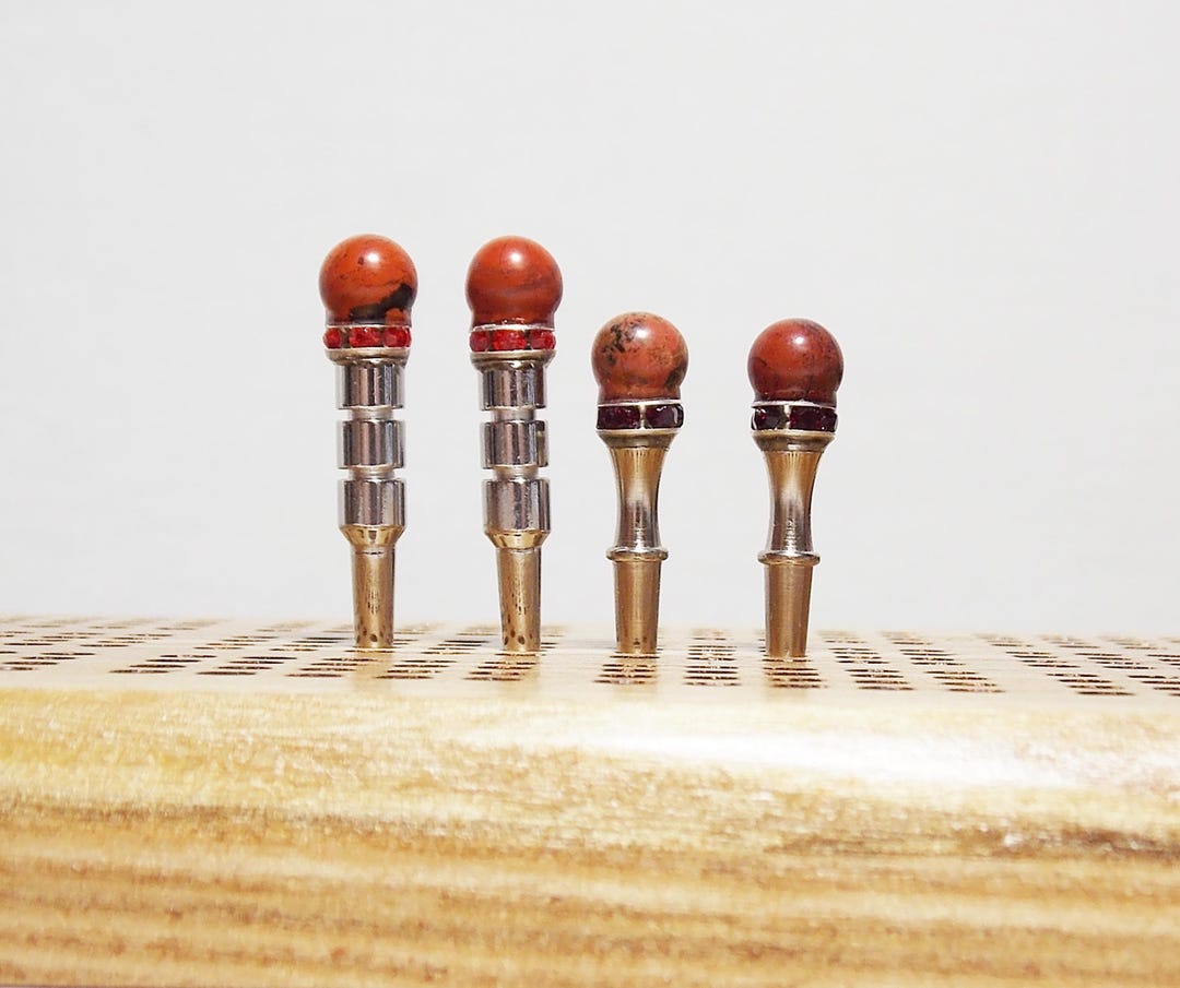 Natural Red Jasper Stone Bead Cribbage Pegs - Game Night - Tall or ...