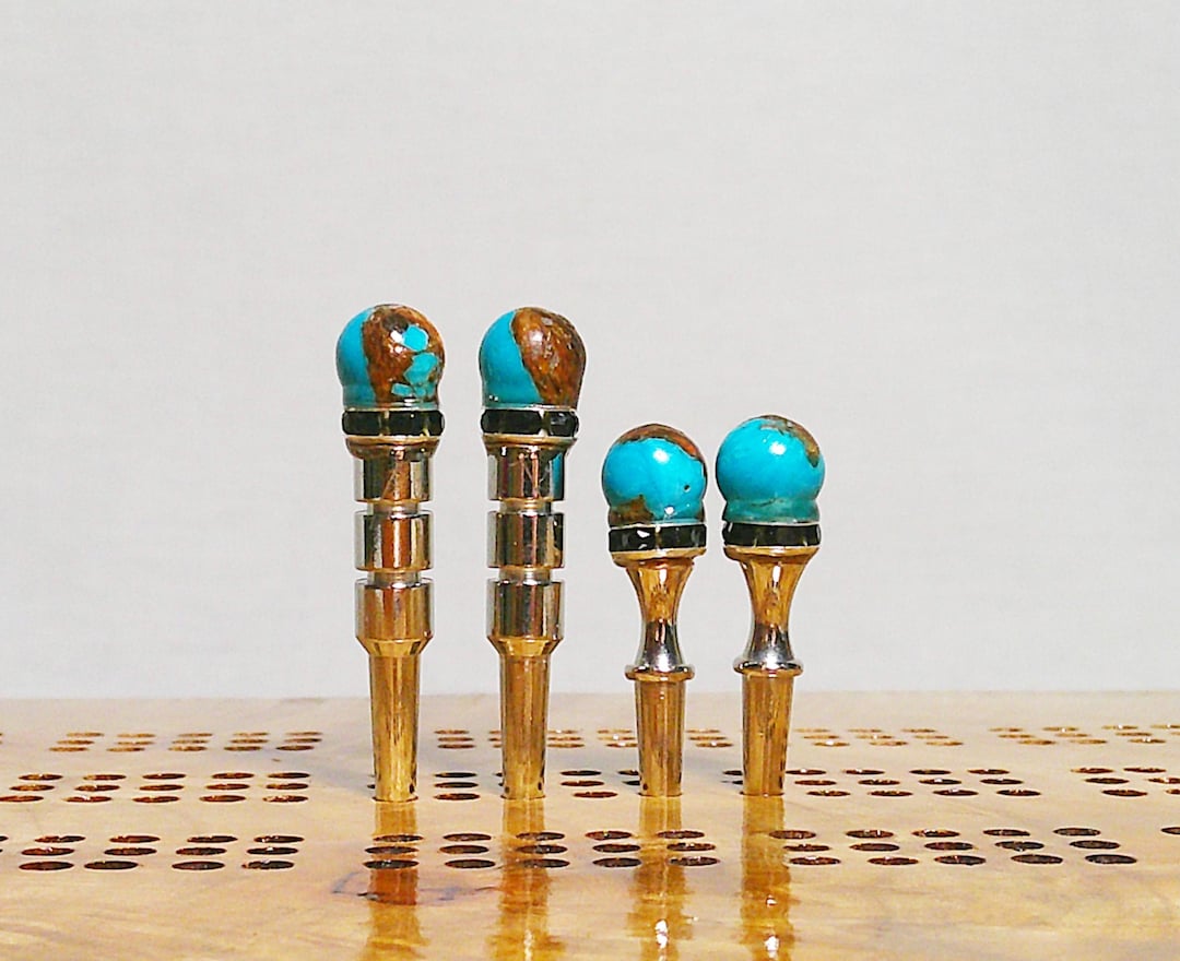 Bronzite & Synthetic Turquoise Cribbage Pegs - Choice of 2 Sizes - Etsy