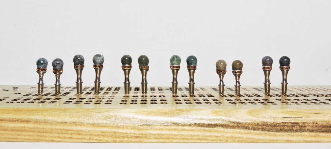 Natural India Agate Stone Bead - Metal Cribbage Pegs - Native American ...