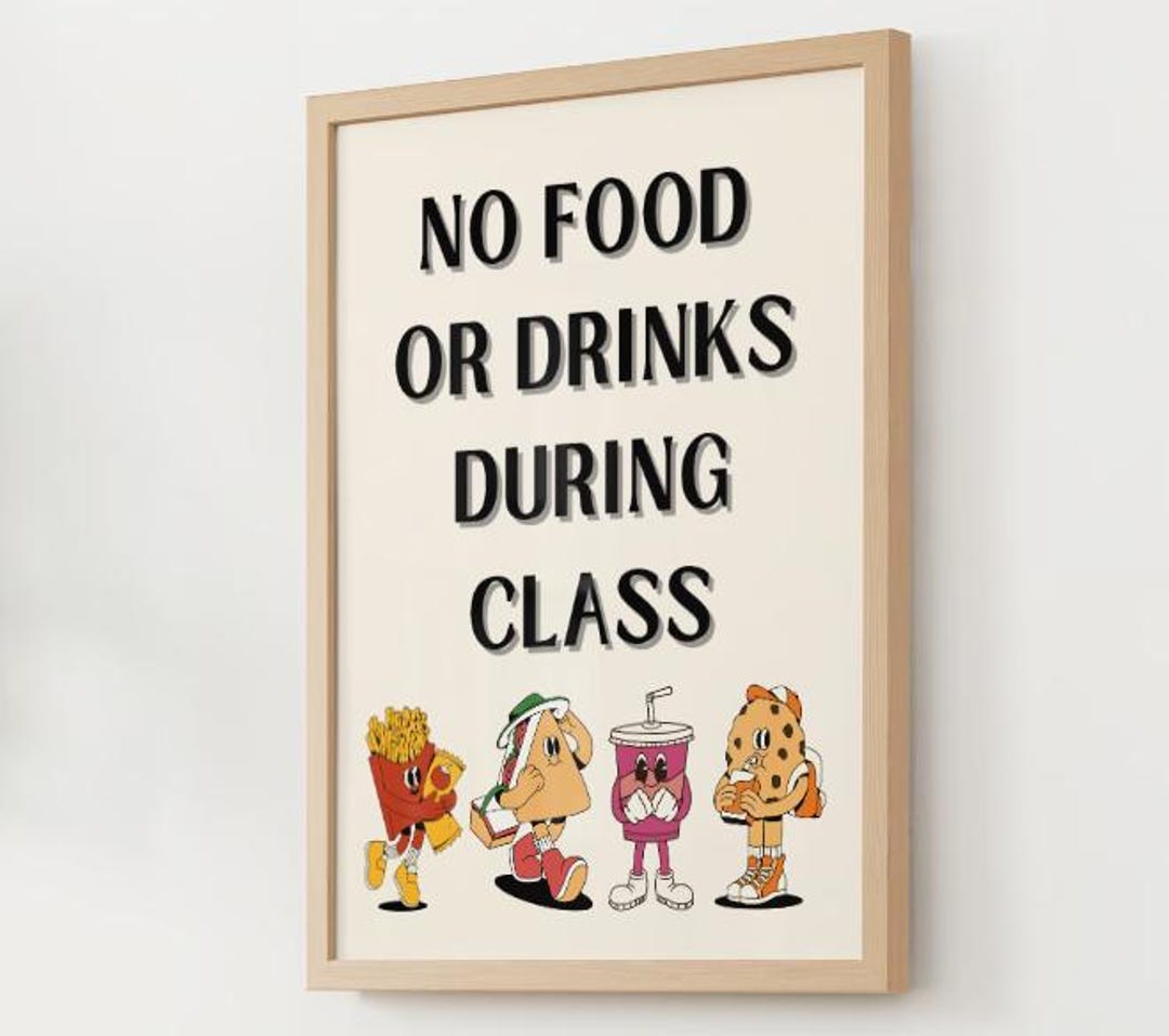 No Food or Drinks in Classroom School Poster, Classroom Decor ...