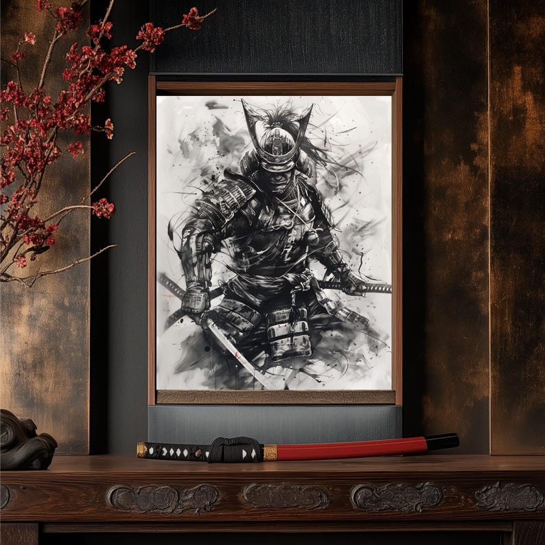 Samurai Poster, Samurai Art Print, Wall Art, Home Decor, Japanese Art ...