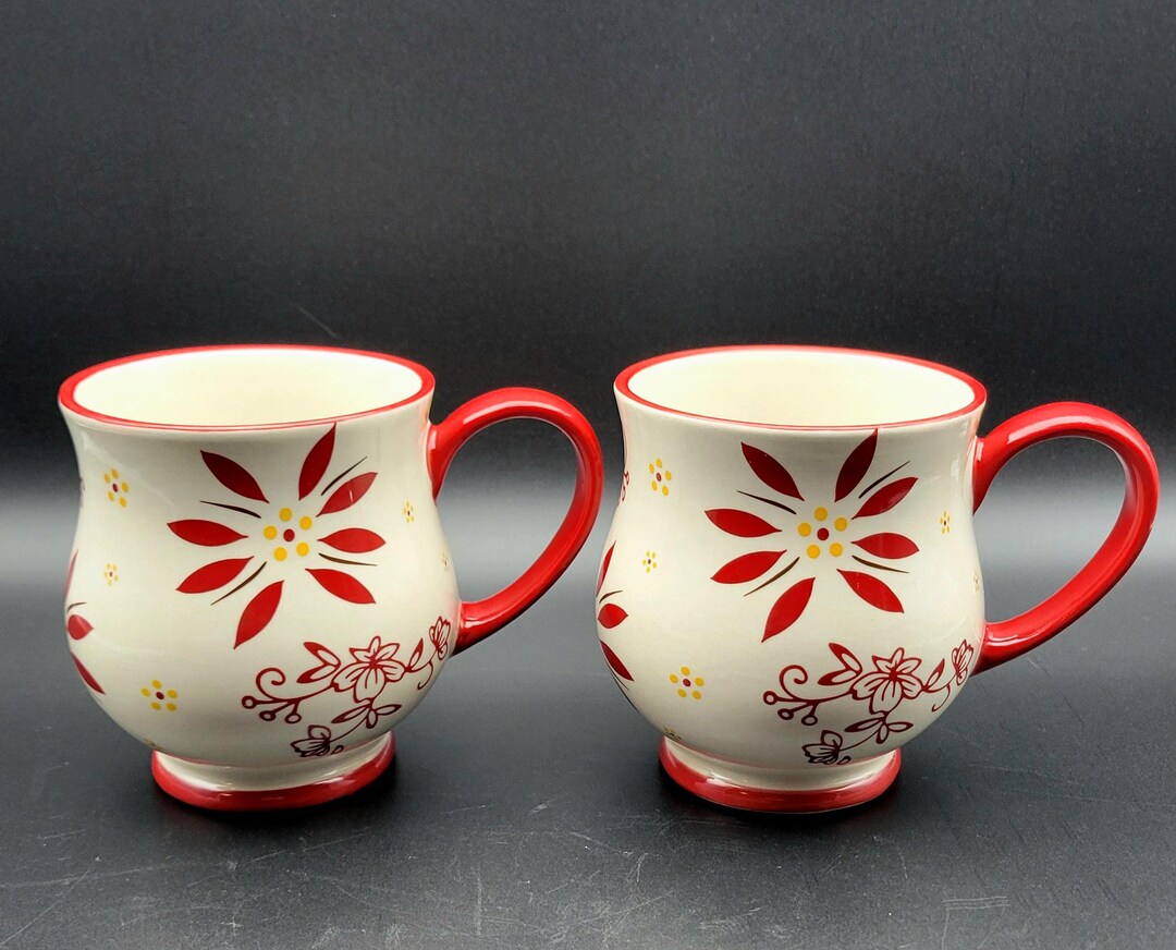 Red Daisy Potbelly Mugs - by Temptations - Etsy