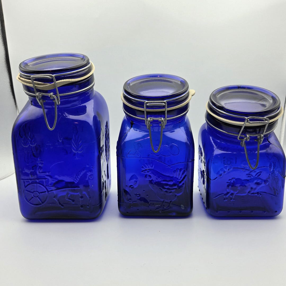 Cobalt Blue Glass Canisters