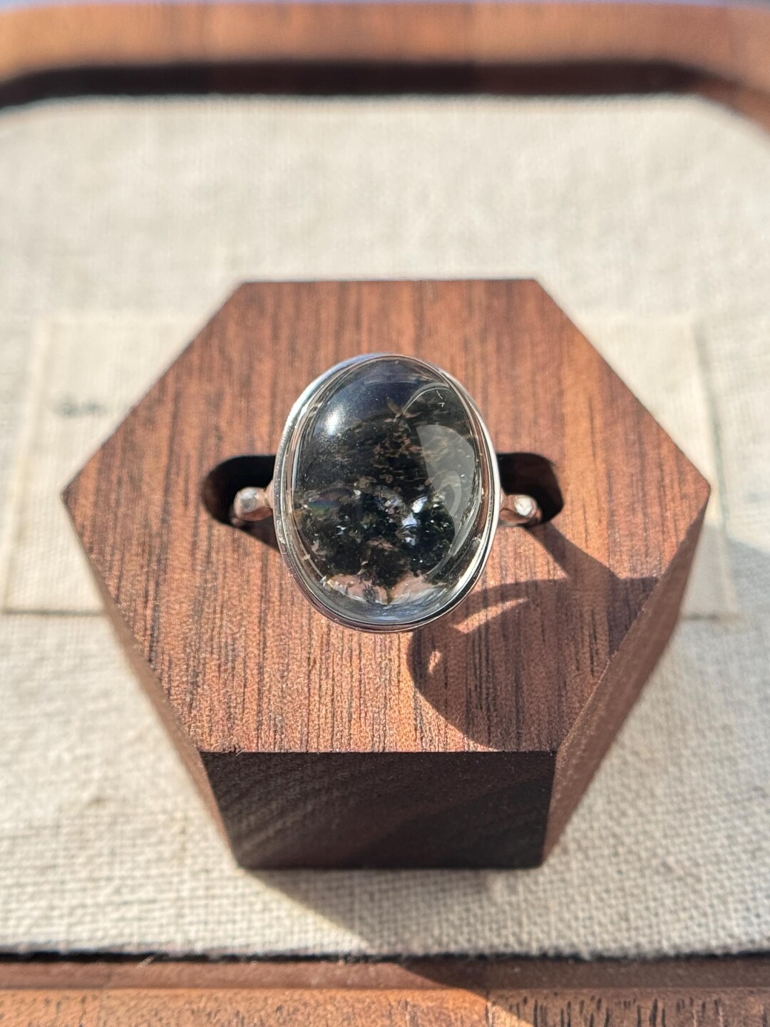 Natural Brazilian Green Phantom Quartz S925 Silver Adjustable Ring - Etsy