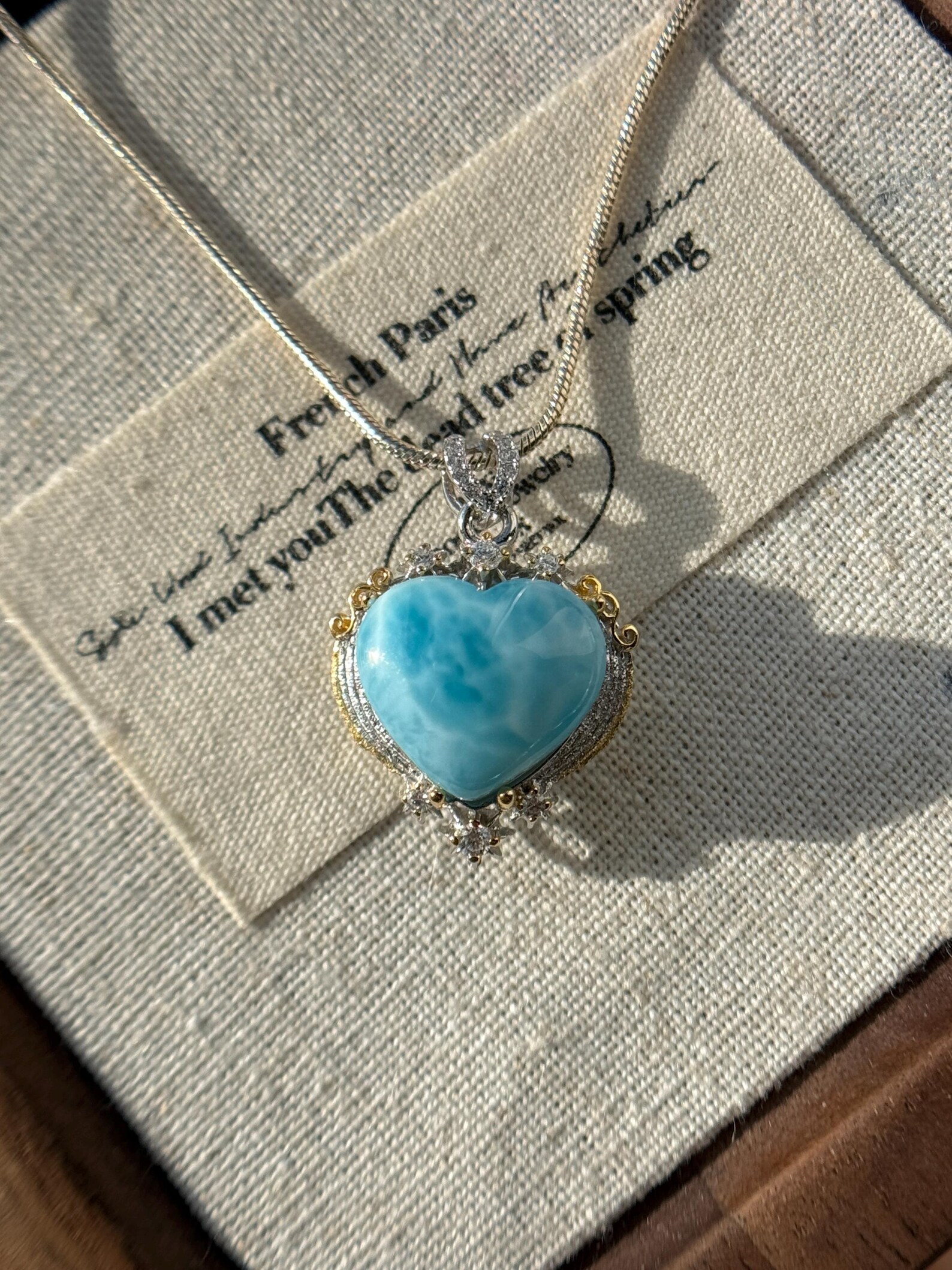 Natural Larimar Heart Shaped S925 Silver Pendant - Etsy