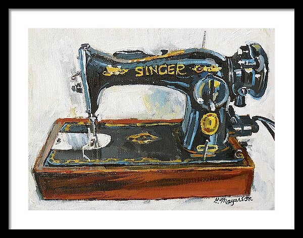 Vintage Old Singer Sewing Machine Painting, Gift for Crafter Fine Art ...