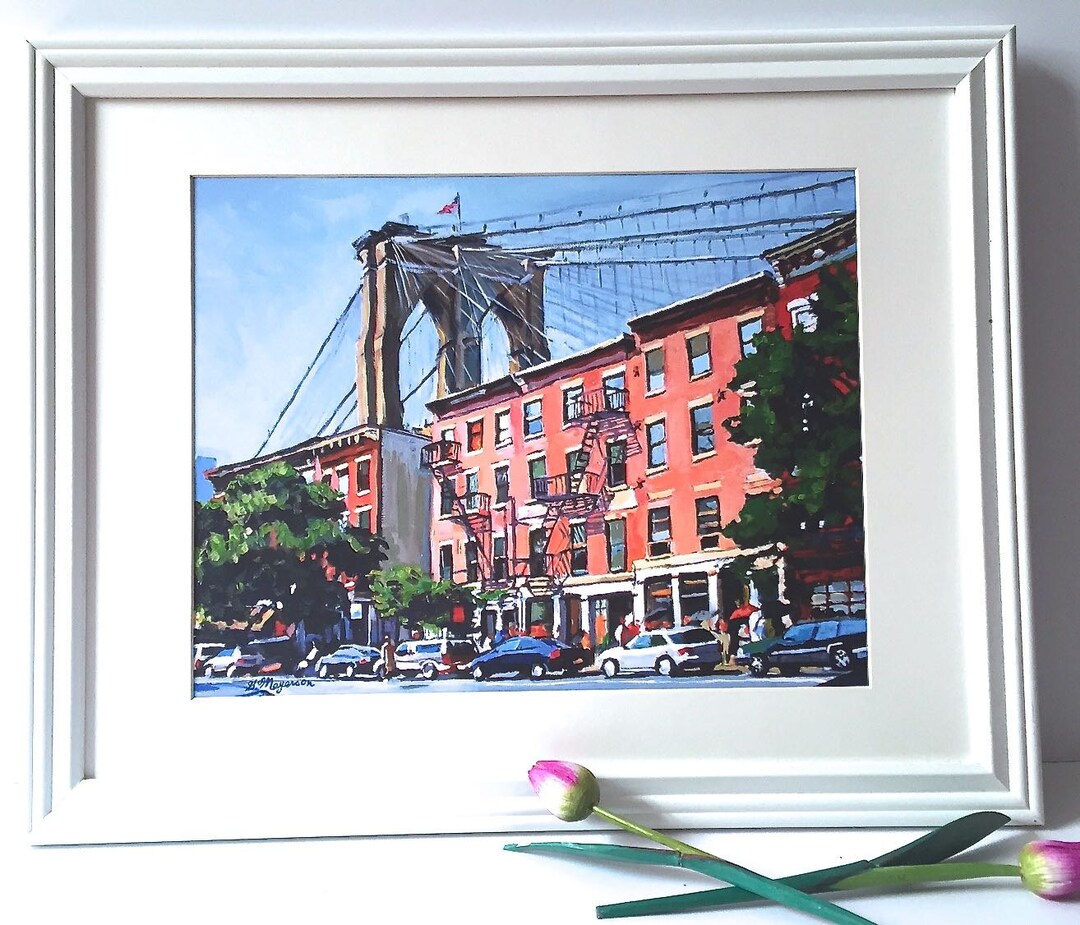 Brooklyn Bridge Painting, White Frame or Black Frame. Living Room Decor ...