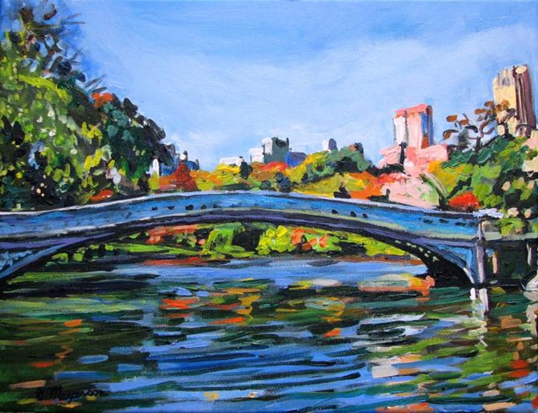 NYC Painting Central Park Bow Bridge Painting New York City - Etsy