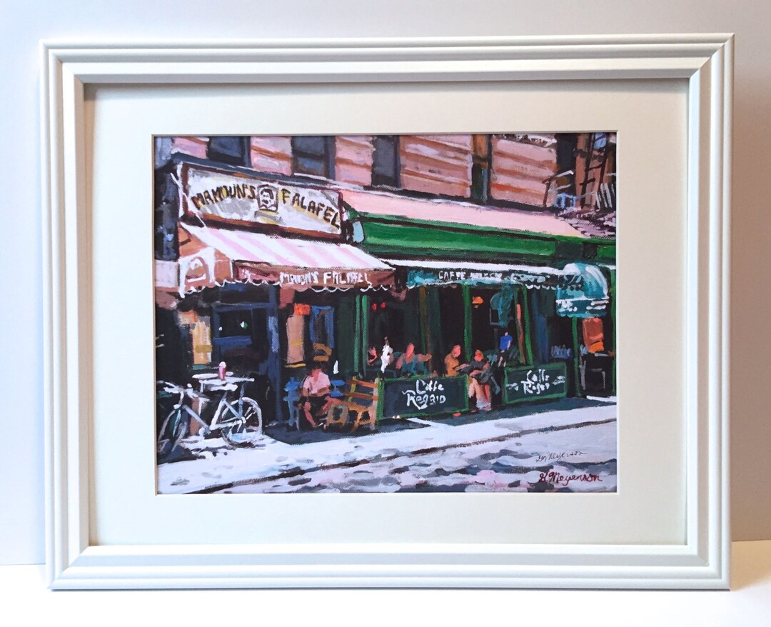 NYC Cityscape Print: Cafe Reggio & Mamouns, Greenwich Village - Framed ...