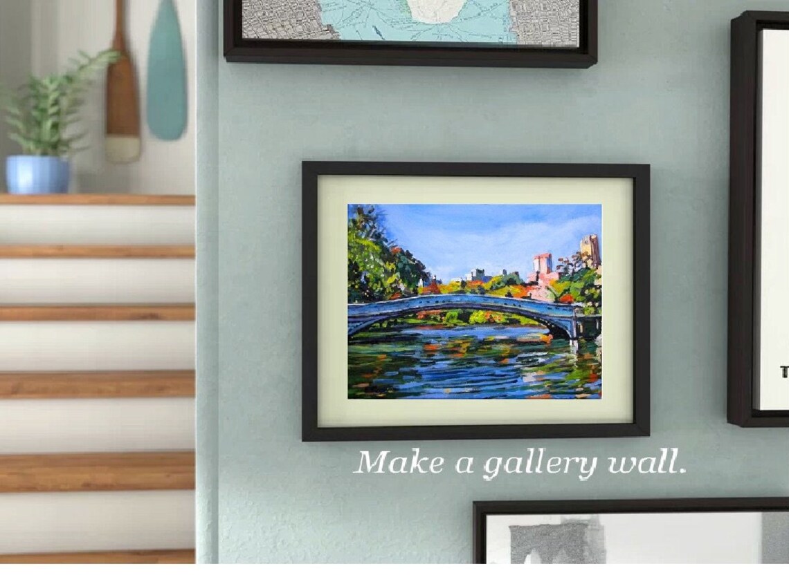 NYC Painting Central Park Bow Bridge Painting New York City | Etsy