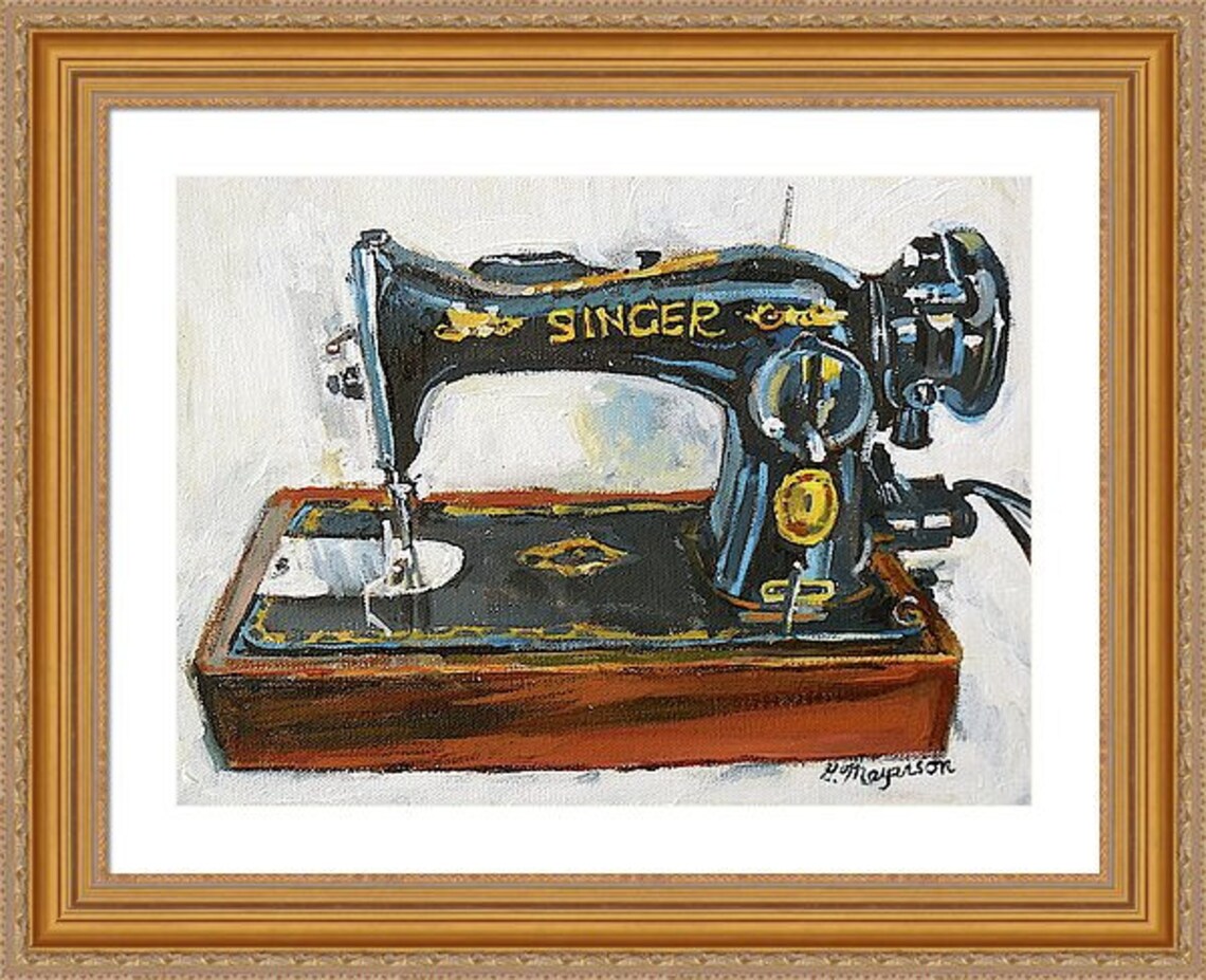 Vintage Old Singer Sewing Machine Painting Gift for Crafter - Etsy