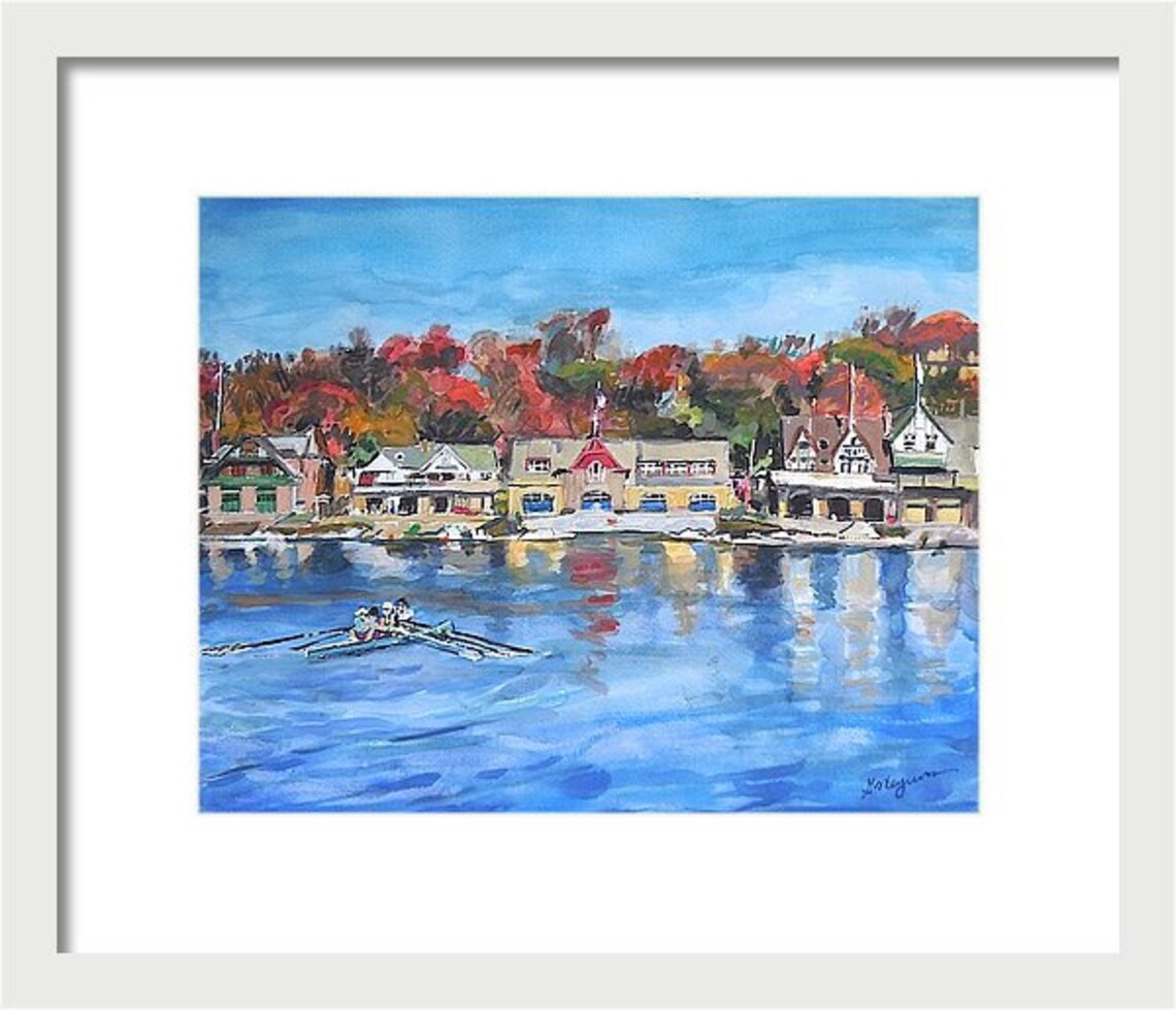 Philadelphia Painting of Boathouse Row. Watercolor Print. | Etsy