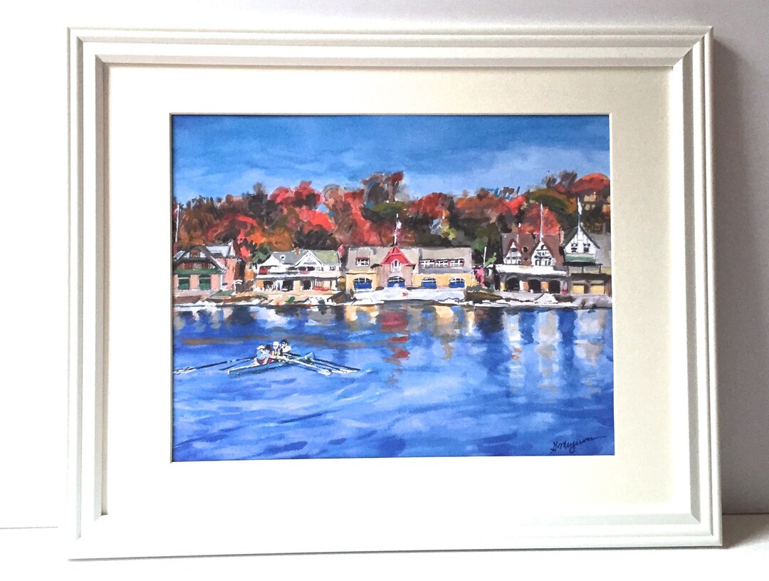 Philadelphia Boathouse Row Watercolor Print: Framed Philly Art (16x20 ...