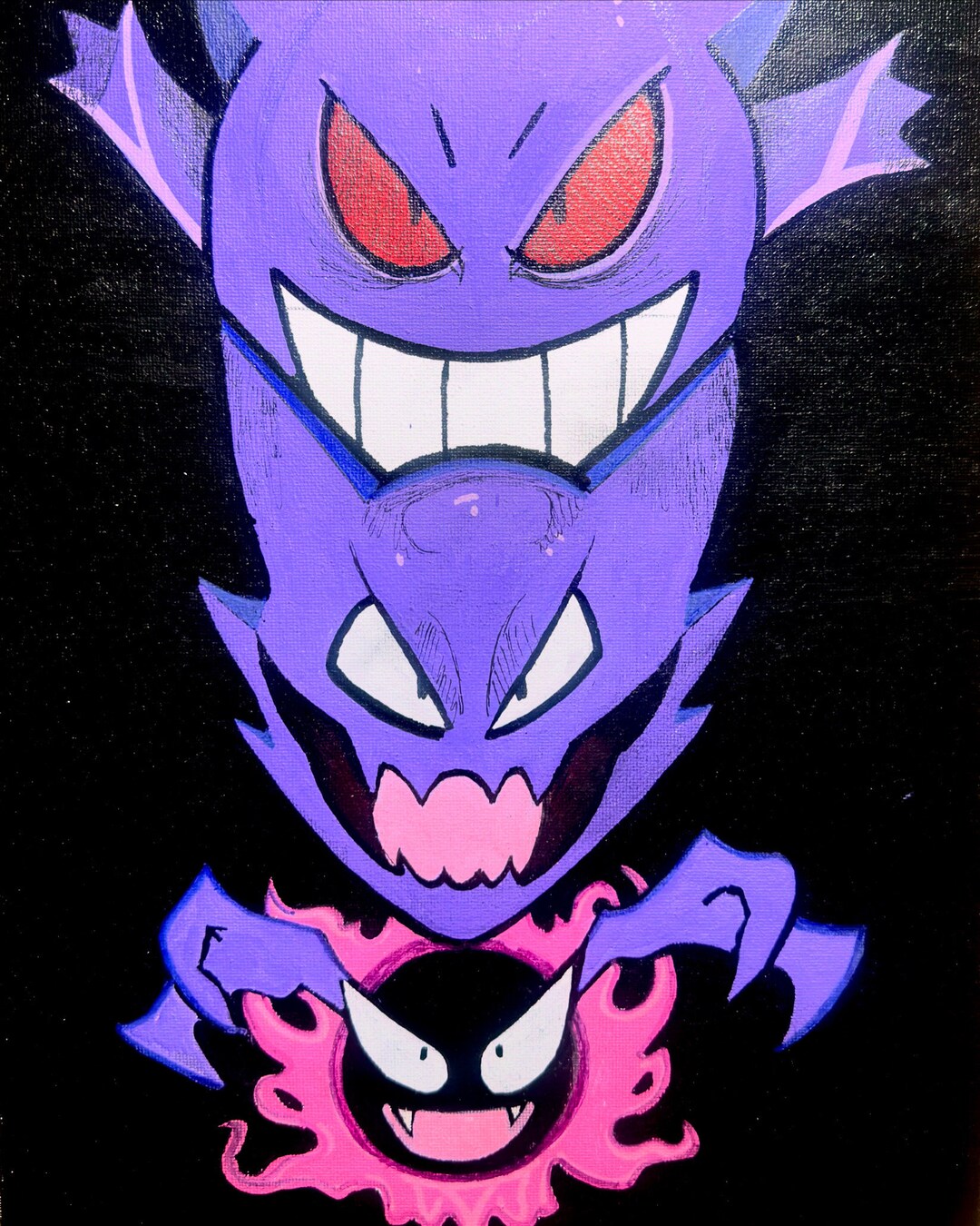 Gengar Evolutionary Line Canvas Hand Painting - Etsy