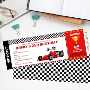 Editable Racing Birthday Invitation; VIP Pass; VIP Ticket; Racecar ...