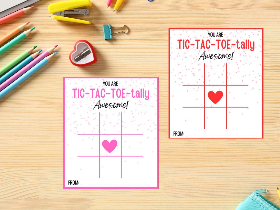 Tic Tac Toe Valentines Printable - Kids Valentine's Day Cards - Tic Tac ...