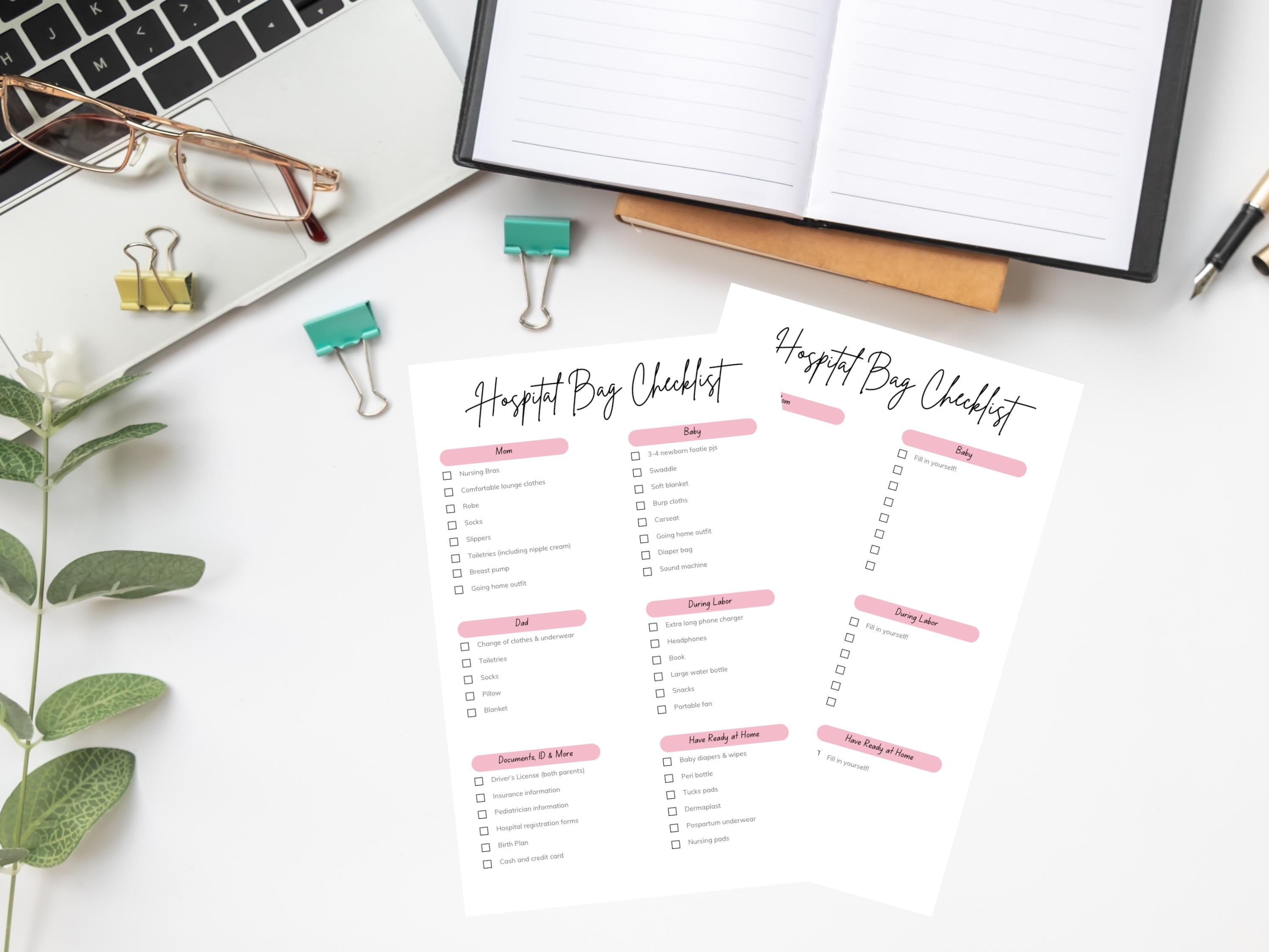Editable Hospital Bag Checklist: Printable Birthing Packing List ...