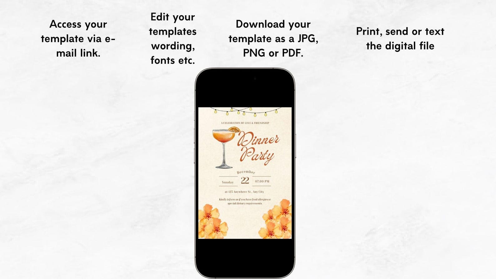 Dinner Party Invitation Template, Dinner Invite, Birthday Dinner ...