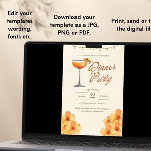 Dinner Party Invitation Template, Dinner Invite, Birthday Dinner ...