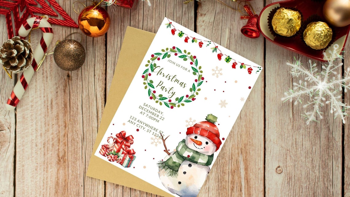 Christmas Party Invitation,holiday Party Invitation, Snowman Party ...